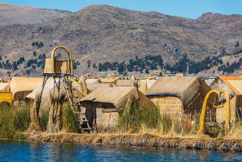 Uros Floating Islands in the Peruvian Andes at Puno Peru Stock Image ...