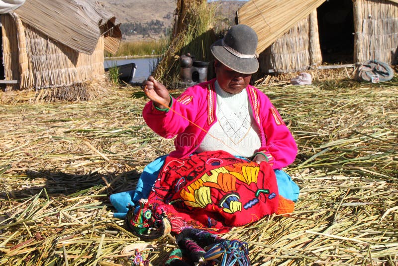 Uros native woman, Peru editorial photography. Image of destination ...