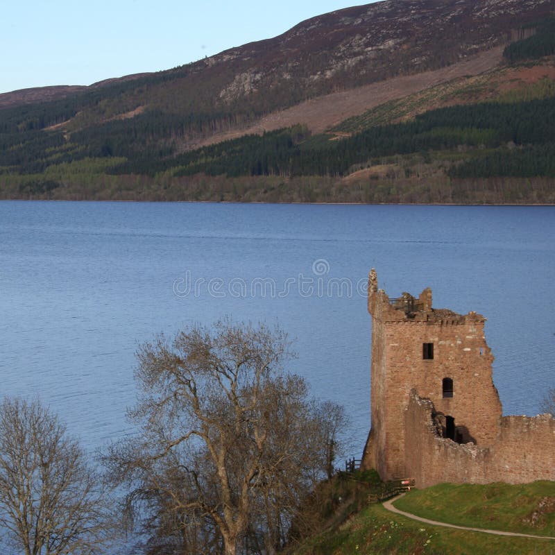 Urquhart Castle and Ness Loch Stock Photo - Image of palestinian ...