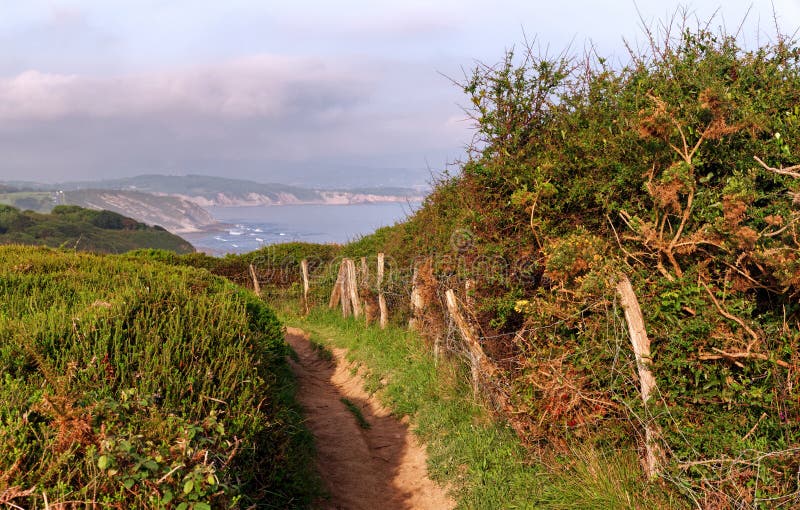 Urrugne coastal path stock photo. Image of hiking, basque - 150502614
