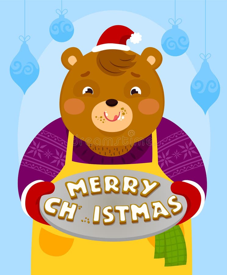 Urso com cookies do Natal ilustração do vetor. Ilustração de colorido ...
