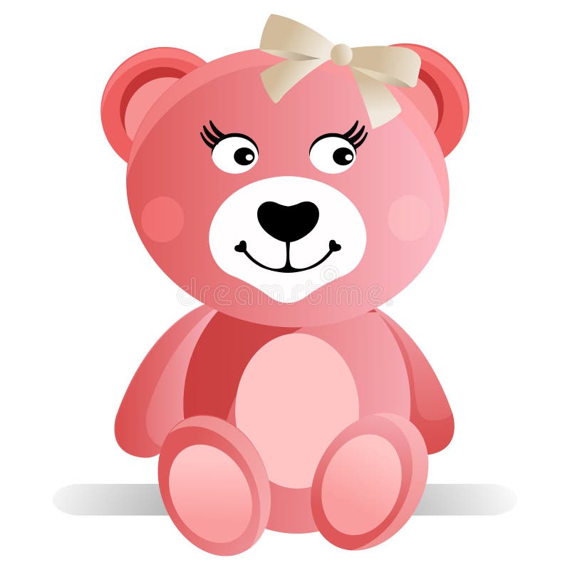 Urso Cor-de-rosa Da Peluche Ilustração Stock - Ilustração de bebê ...