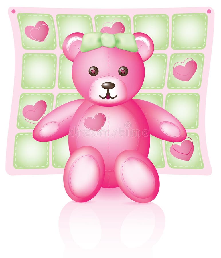 Urso Cor-de-rosa Da Peluche Ilustração do Vetor - Ilustração de pontos ...