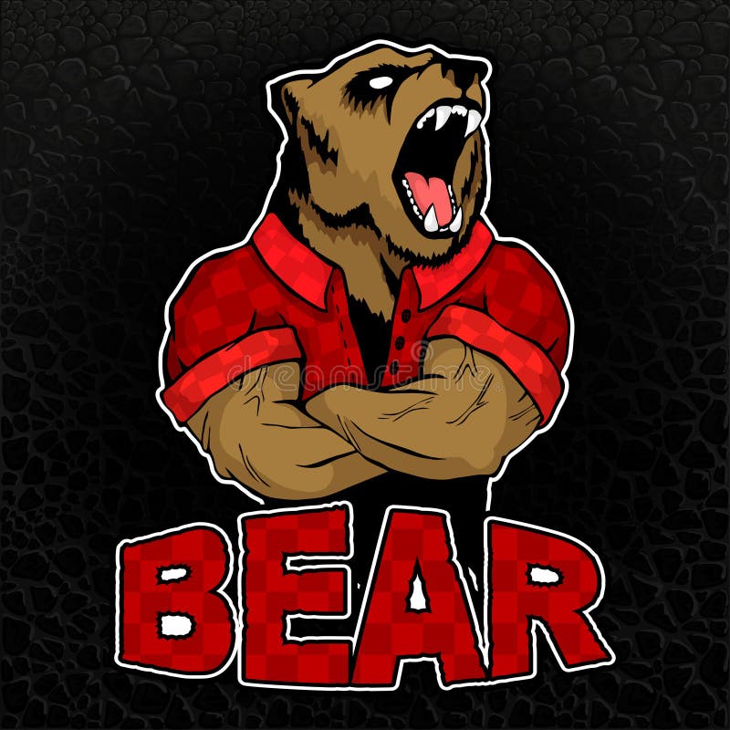 Urso-homem Forte Na Textura Da Pele Ilustração do Vetor - Ilustração de ...