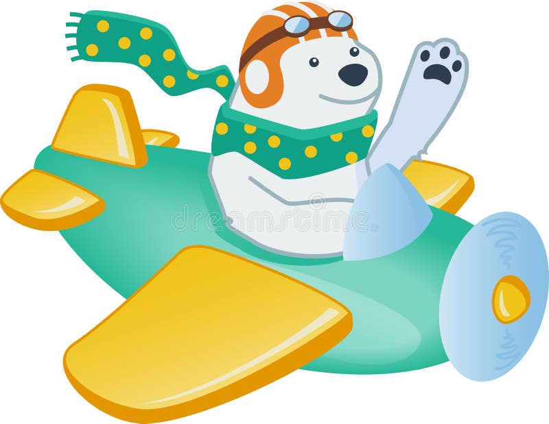 Urso polar em um avião ilustração do vetor. Ilustração de céu - 50891288