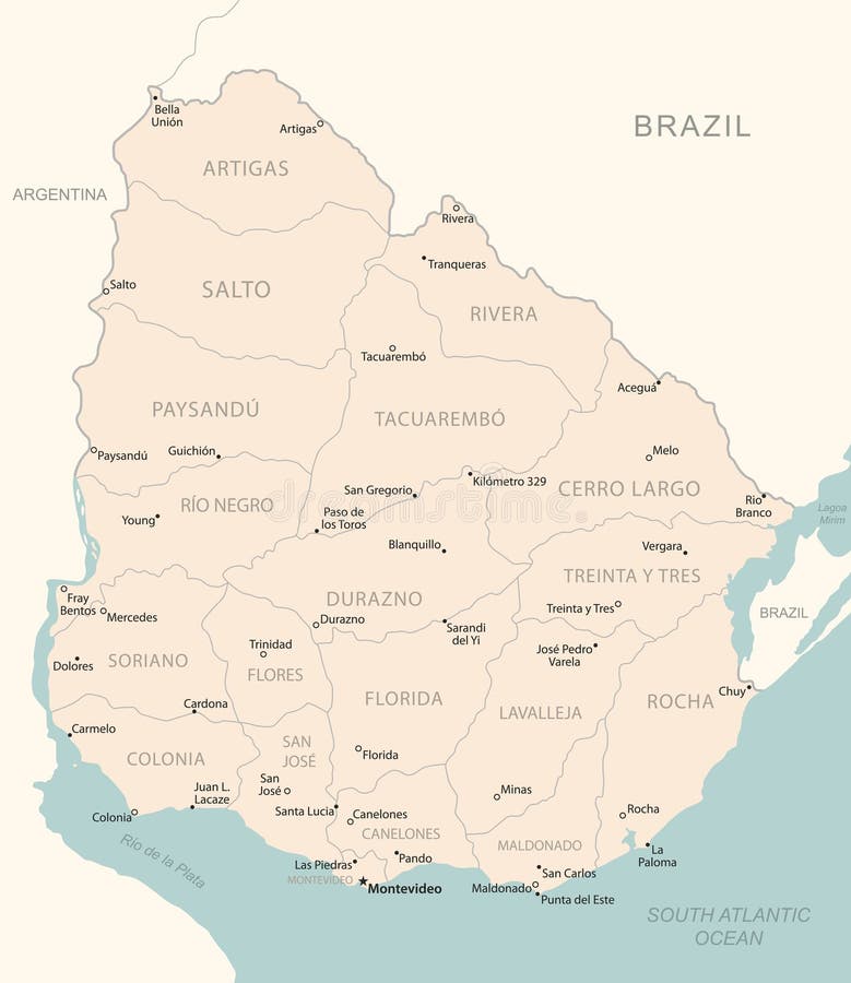 Uruguay - Detailed Map with Administrative Divisions Country Stock ...