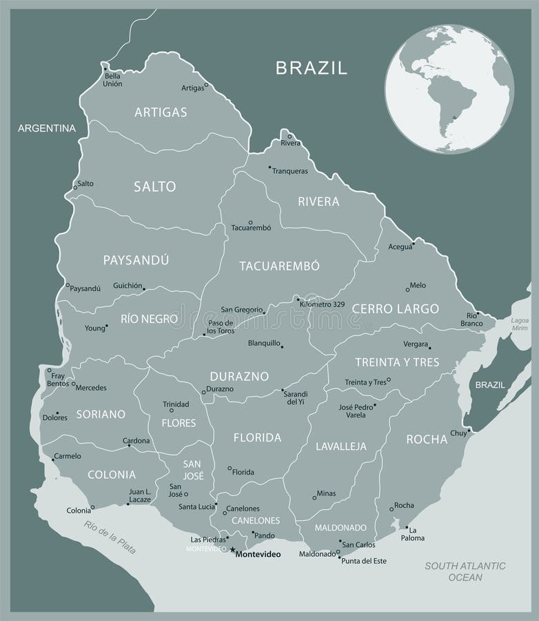 Uruguay - Detailed Map with Administrative Divisions Country. Vector ...