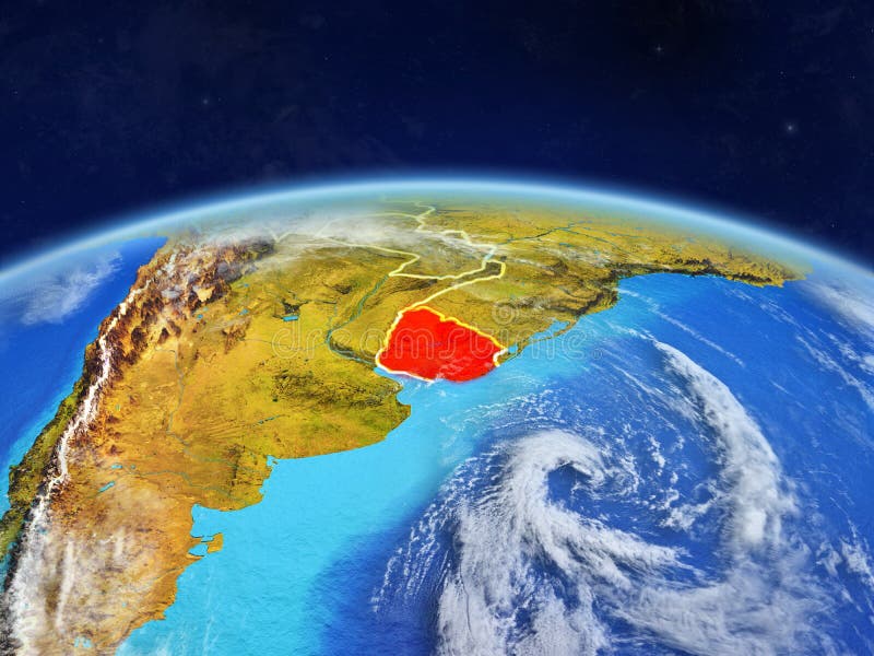 Uruguay on Earth from Space Stock Photo - Image of international ...