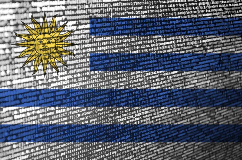 Uruguay Flag is Depicted on the Screen with the Program Code Stock ...