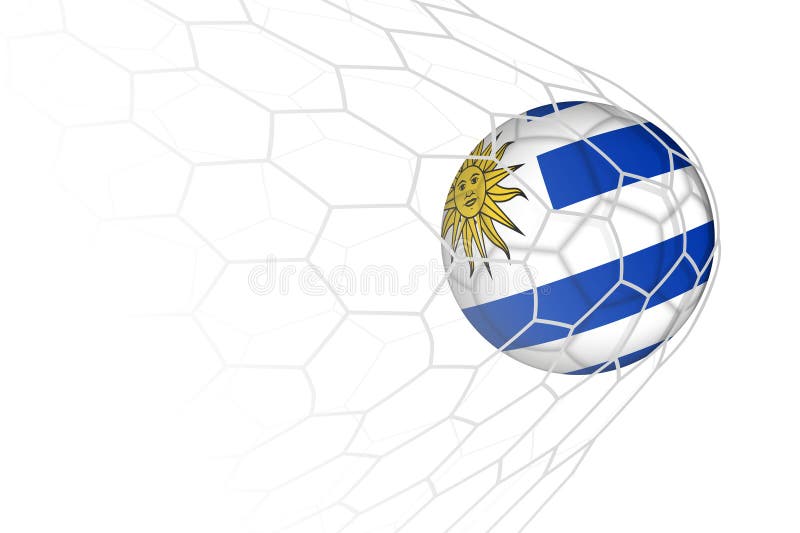 Uruguay Flag Soccer Ball in Net Stock Vector - Illustration of south ...