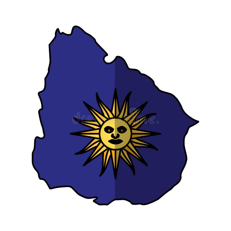Uruguay map with sun icon stock vector. Illustration of national - 88011483