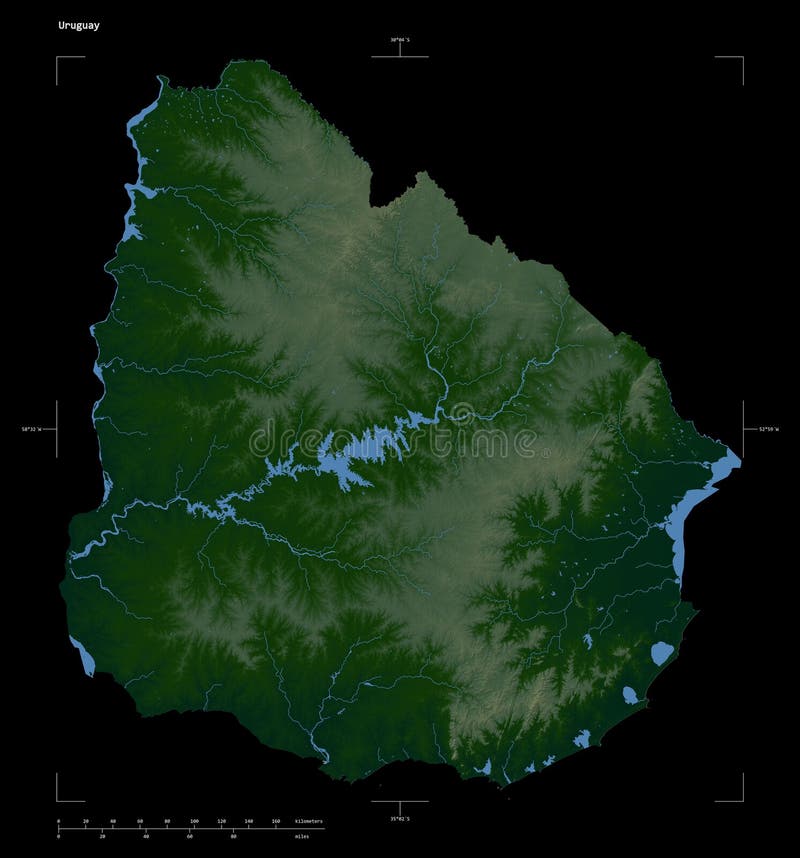 Uruguay Shape on Black. Physical Stock Illustration - Illustration of ...