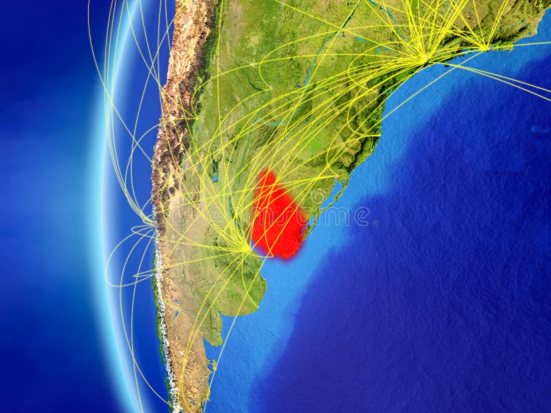 Uruguay from Space with Network Stock Illustration - Illustration of ...