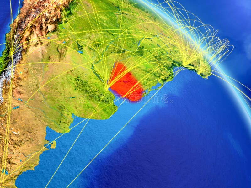Uruguay from Space with Network Stock Illustration - Illustration of ...