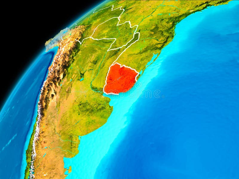 Uruguay from space stock illustration. Illustration of lines - 113699341