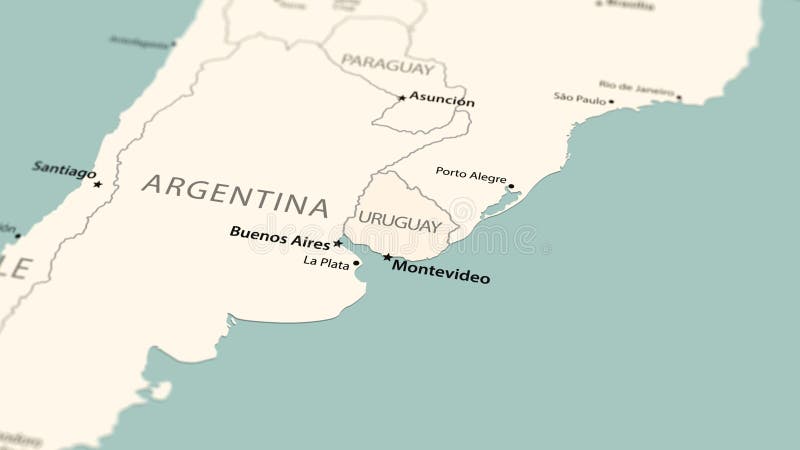 Uruguay on the World Map. Smooth Map Rotation Stock Video - Video of ...