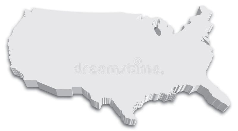 USA Map 3D White with States and Clipping Path Stock Illustration ...