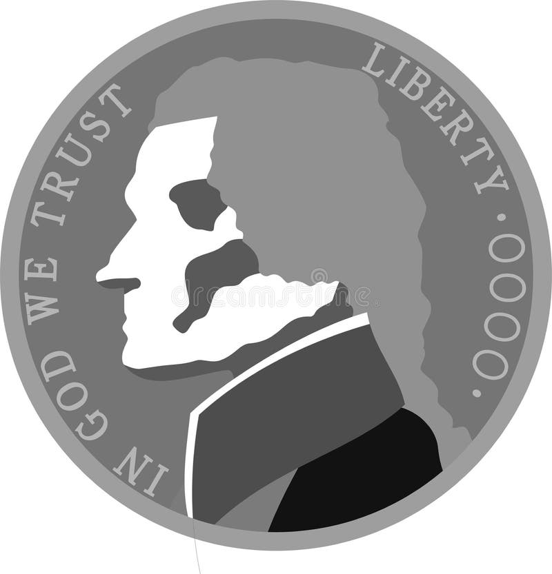 US American 5 cent coin stock vector. Illustration of finance - 196029006