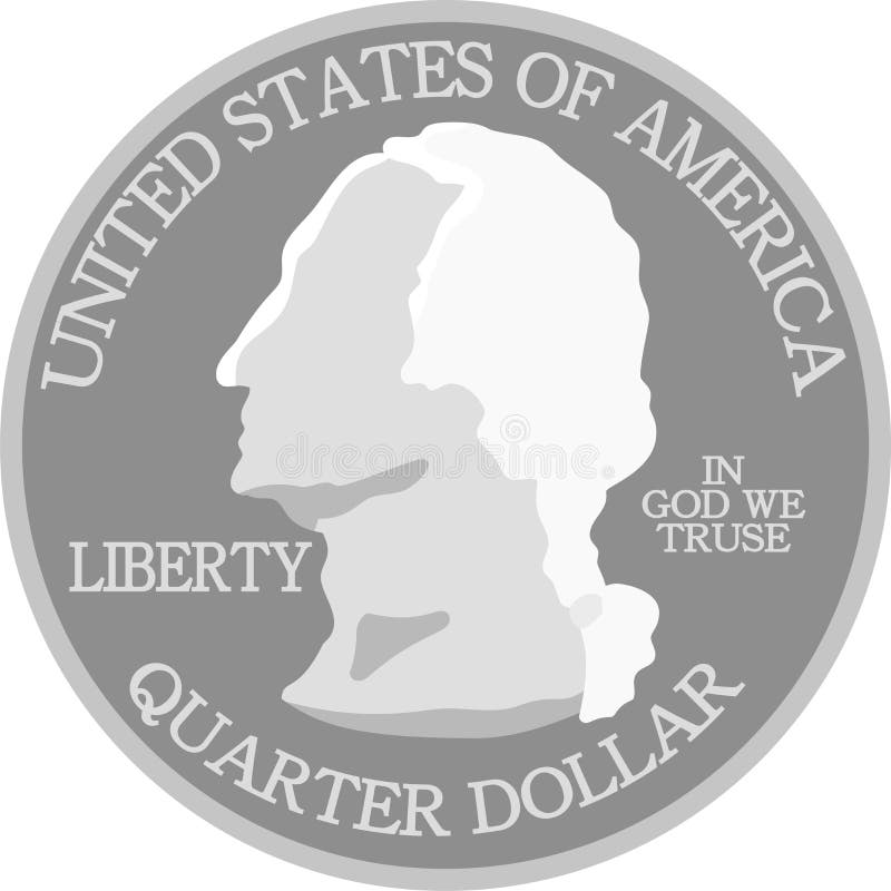 US American 25 cent coin stock vector. Illustration of america - 196029010