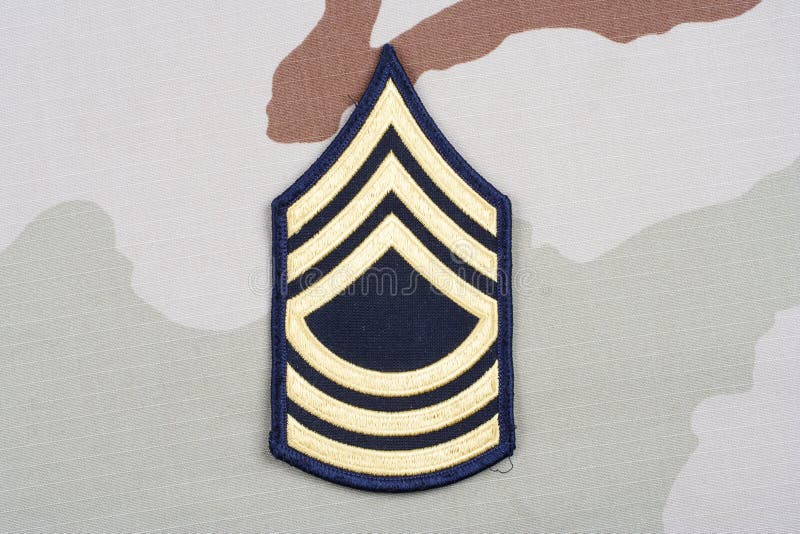 US ARMY Master Sergeant Rank Patch on Desert Uniform Editorial Stock ...