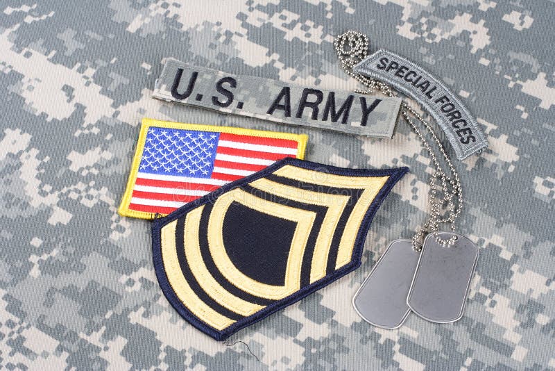 US ARMY Master Sergeant Rank Patch, Special Forces Tab, Flag Patch ...