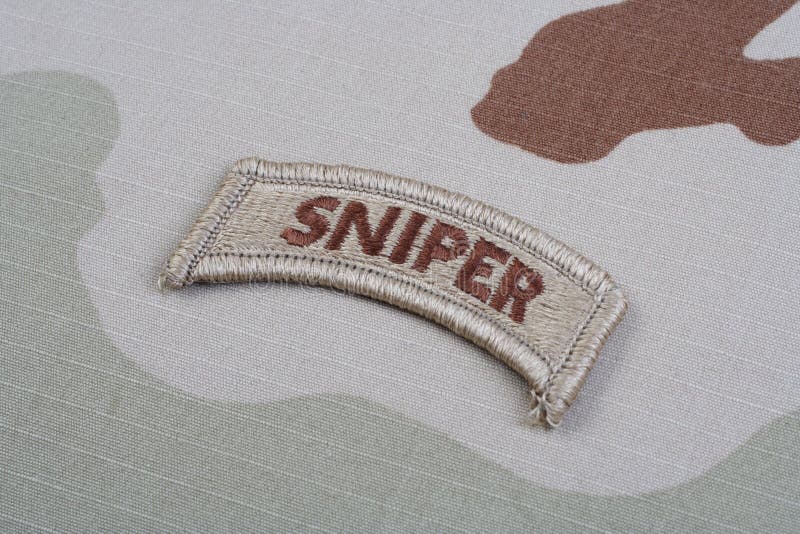 US ARMY Sniper Tab on Camouflage Uniform Stock Photo - Image of ...