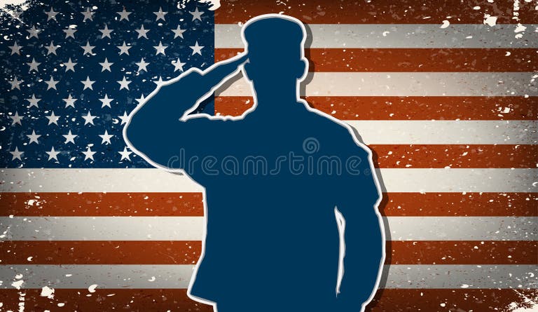 Three Us Army Saluting American Flag Stock Illustrations 4 Three Us