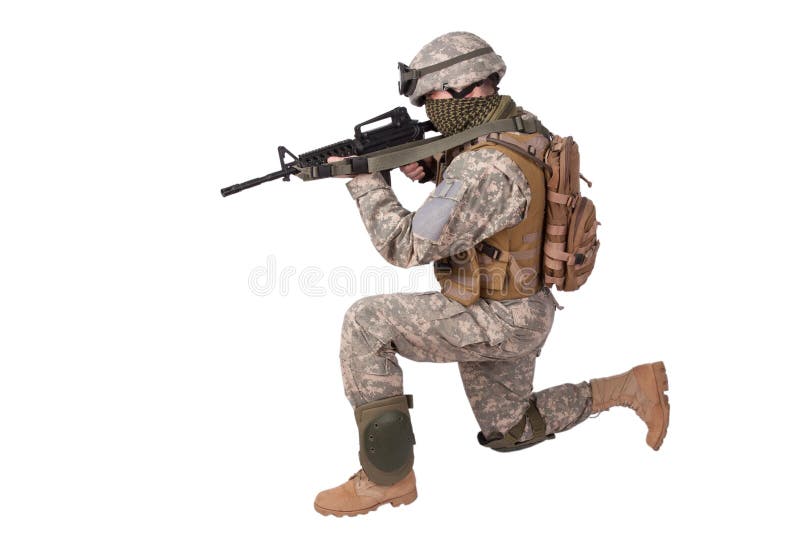 US ARMY Soldier with M4 Rifle Stock Photo - Image of army, white: 39974868