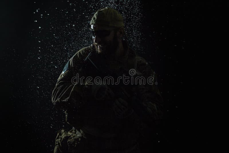 US Army Soldier in the Rain Stock Photo - Image of rain, spec: 67017294