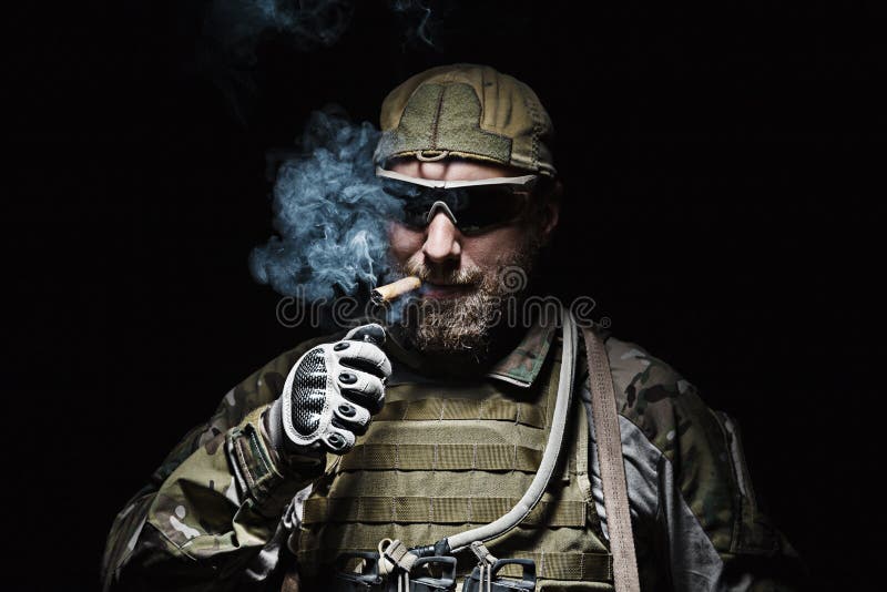 US Army soldier smoking stock image. Image of army, professionals ...