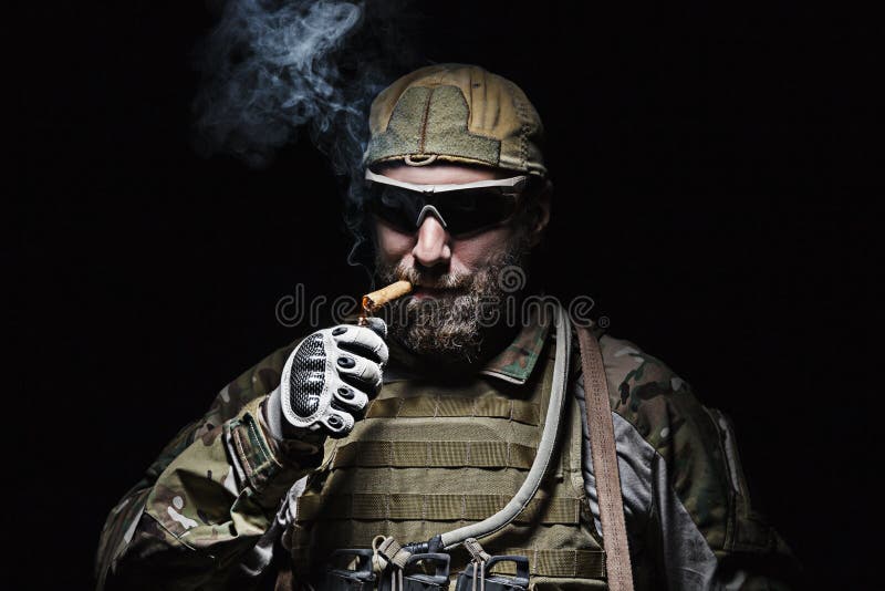 US Army soldier smoking stock photo. Image of infantry - 67016310