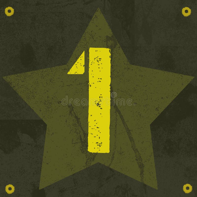 US Army Style Number 1, Design Element, Typography Stencil Combat ...