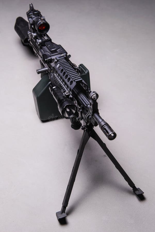 US Automatic Machine Gun.Top View Stock Image - Image of arms, rifle ...