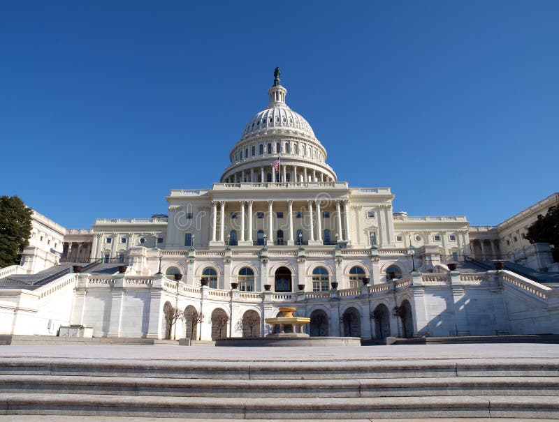 Front View of the US Capitol Building Stock Photo - Image of district ...