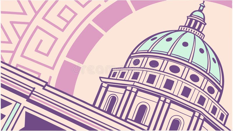 US Capitol Building Dome, Architecture and Landmark View Vector Design ...