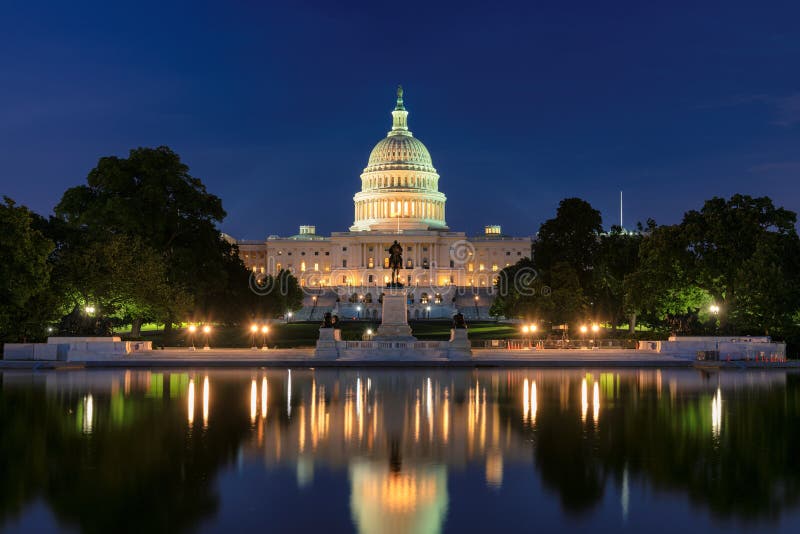US Capitol Building at Night Stock Photo - Image of america, scenic ...