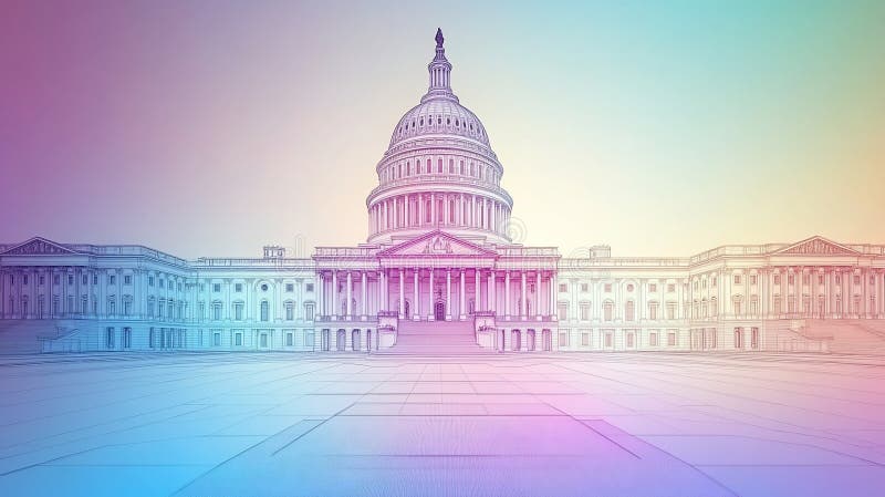 US Capitol Building Sketch, Gradient Background, Illustration Stock ...