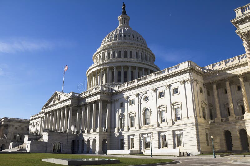 Front View of the US Capitol Building Stock Photo - Image of district ...