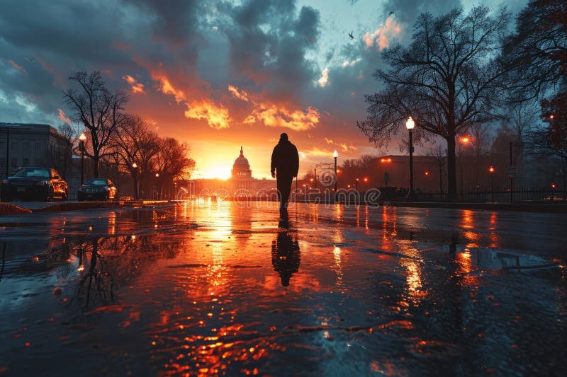 US Capitol Building in Washington DC at Sunset Created with Generative ...