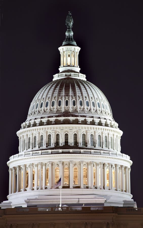 US Capitol Dome Night Washington DC Stock Photo - Image of lights, dome ...