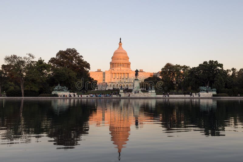 US Capitol Illuminated by Sunset Sun Stock Photo - Image of states ...