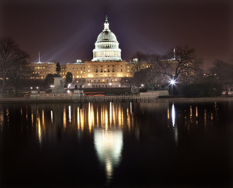 The US Capitol at Night, Washington DC Stock Image - Image of symbol ...
