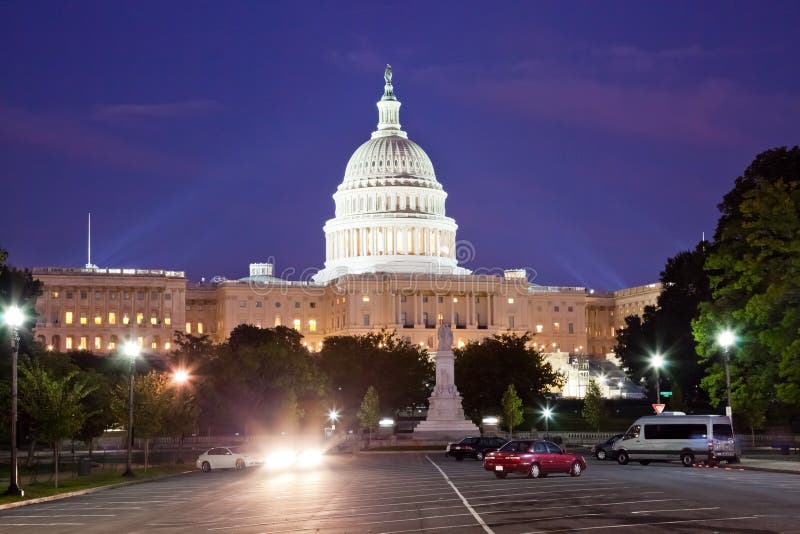 US Capitol Building at Night Stock Image - Image of governance ...