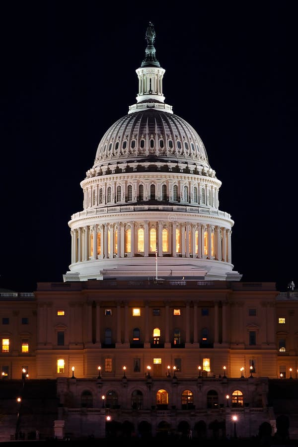 US Capitol at Night, Washington, DC Stock Photo - Image of night ...