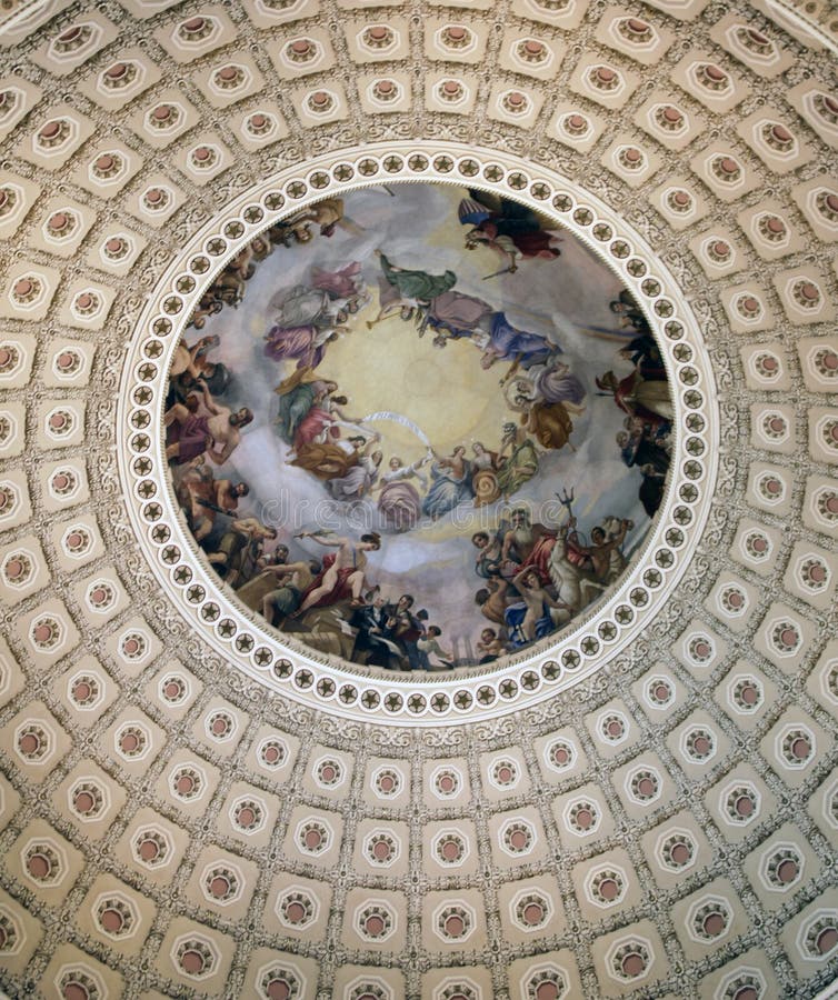 US Capitol Rotunda Dome Art Editorial Stock Image - Image of united ...