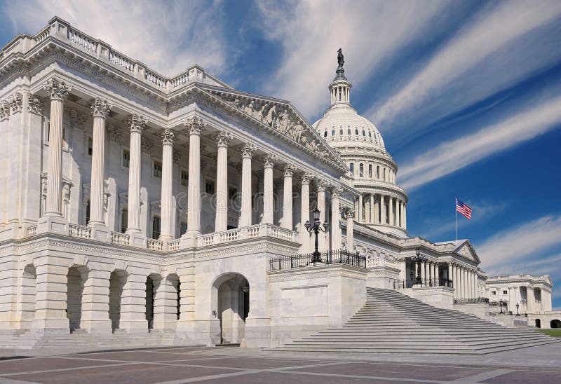 US Capitol in Washington DC with Blue Sky Background Stock Image ...