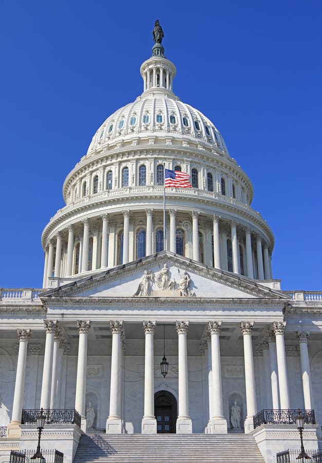 US Capitol in Washington DC with Blue Sky Background Stock Photo ...