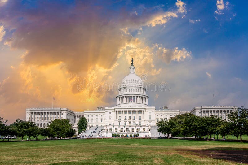 US Capitol in Washington DC in Dramatic Sunset Stock Image - Image of ...
