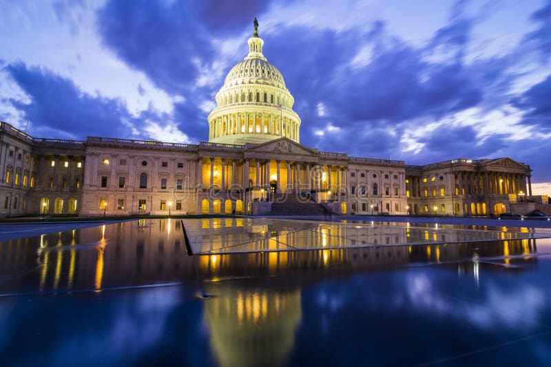 The US Capitol in Washington DC at Nightfall Stock Photo - Image of ...
