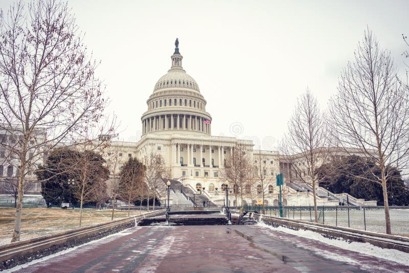 US Capitol in Washington DC at Winter Stock Photo - Image of america ...
